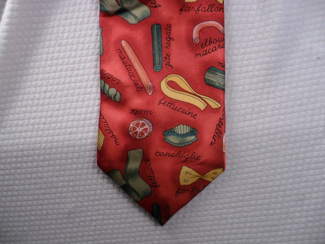 Tie for Cook Chef Vintage Pasta Tie Wolfmark Hand Made Silk Red ...