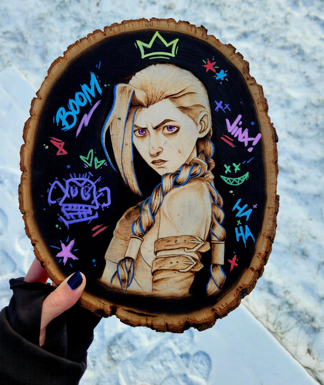 Arcane Jinx Wood Burning League of Legends Fanart - Etsy