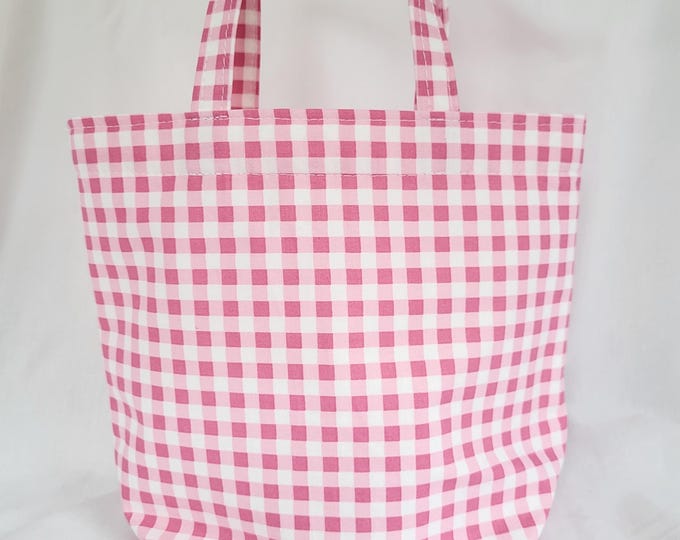 Pink Gingham Fabric Bag, Small Farmhouse Style Tote - Etsy