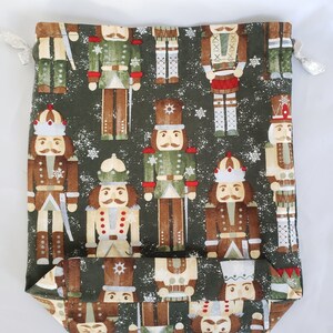 Wooden Soldiers Drawstring Gift Bag, Handmade Cotton Fabric, Reusable ...