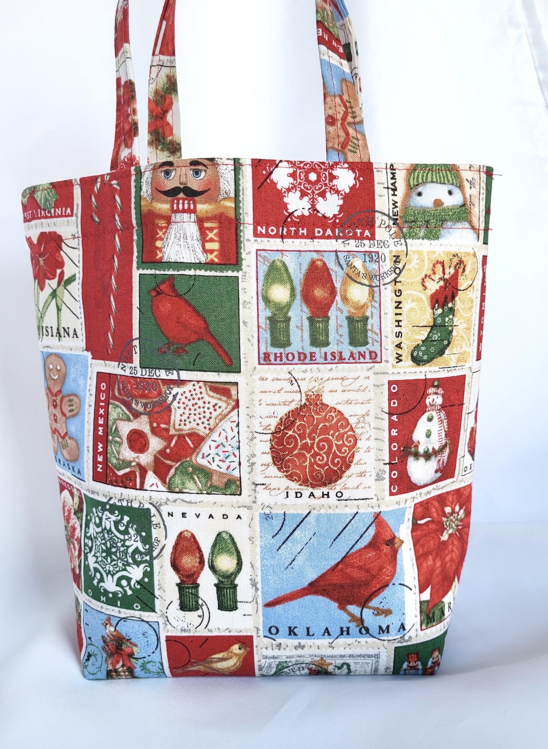 Small Gift Bag, Gift Wrapping, Blocks of States and Postage, Tote Bag ...