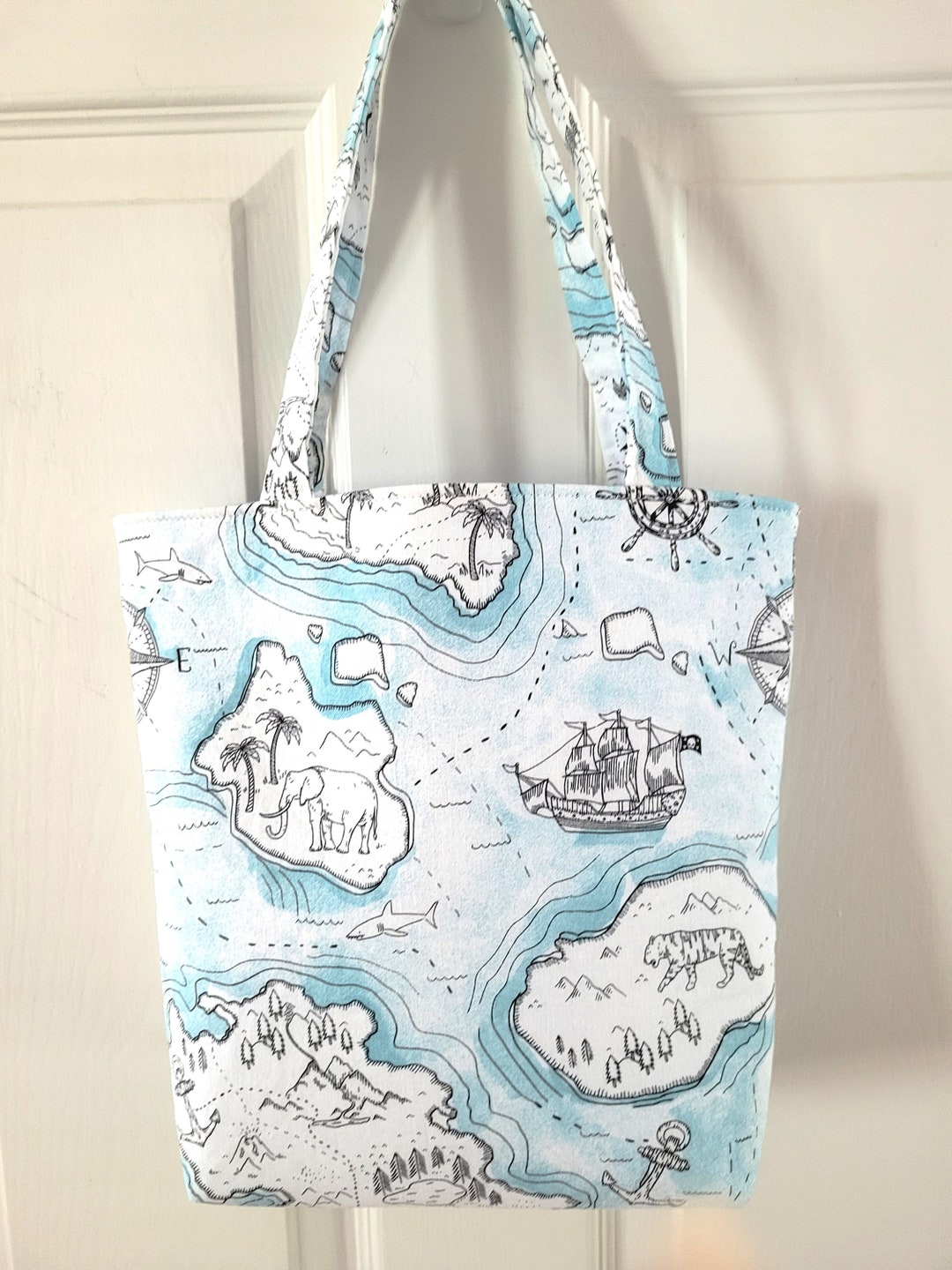 Safari Map Cotton Tote Bag: Kids Camp Carryall - Etsy