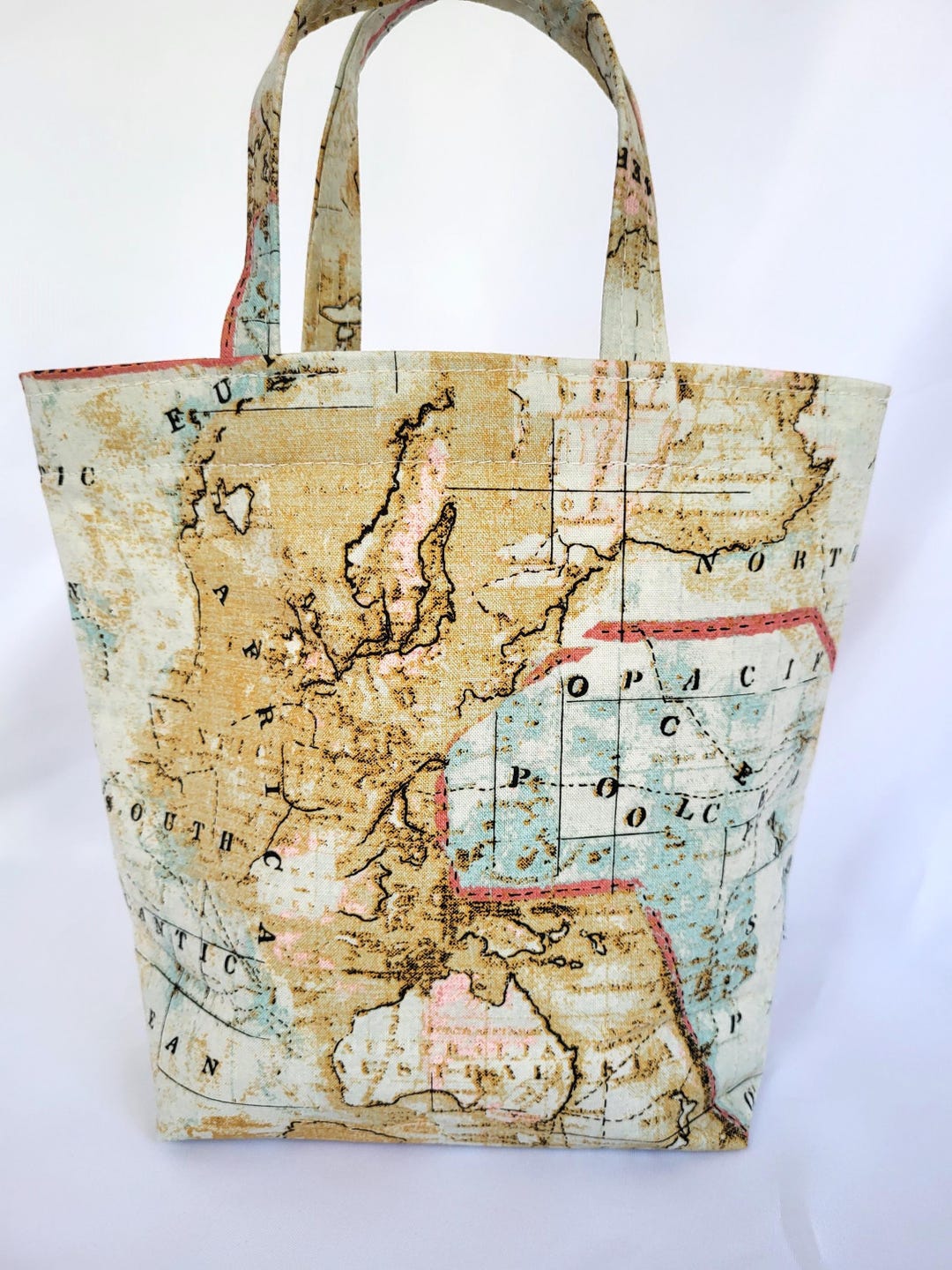 Global Map Gift Bag, Small Size Tote With Handles, Travel Bag, Gift ...