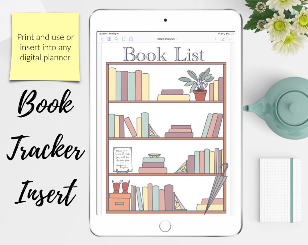 Book List Reading Tracker Digital Planner Insert Printable - Etsy