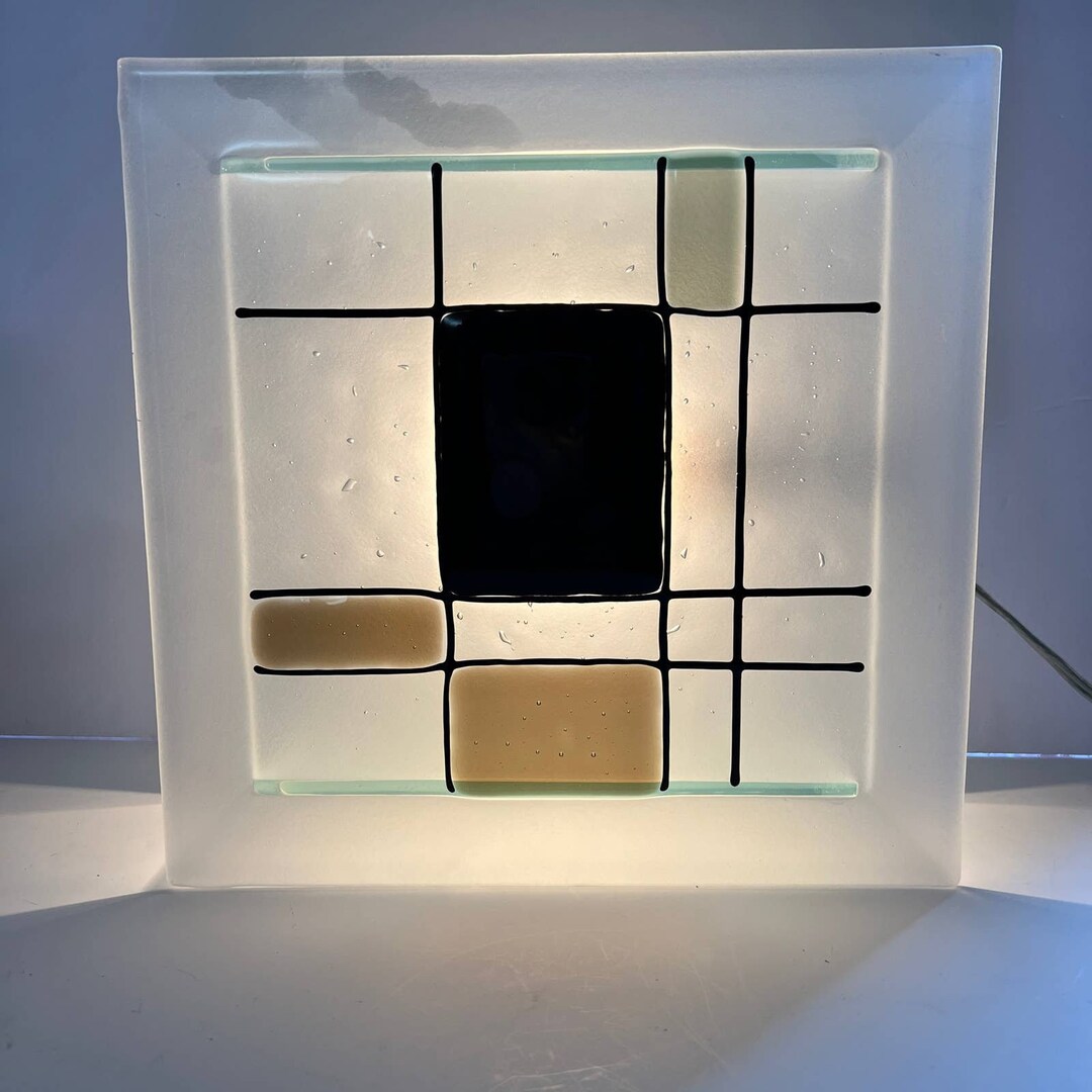Artist Fused Glass Light Cube Handmade Vintage Home Decor Lamp - Etsy