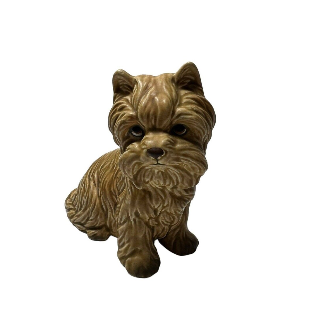 Napcoware Yorkshire Terrier Yorkie Dog Ceramic Figurine Brown Beige ...
