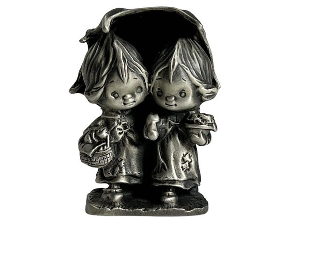 Hallmark Little Gallery Pewter Figurine Signed 1977 Two Little Girls ...