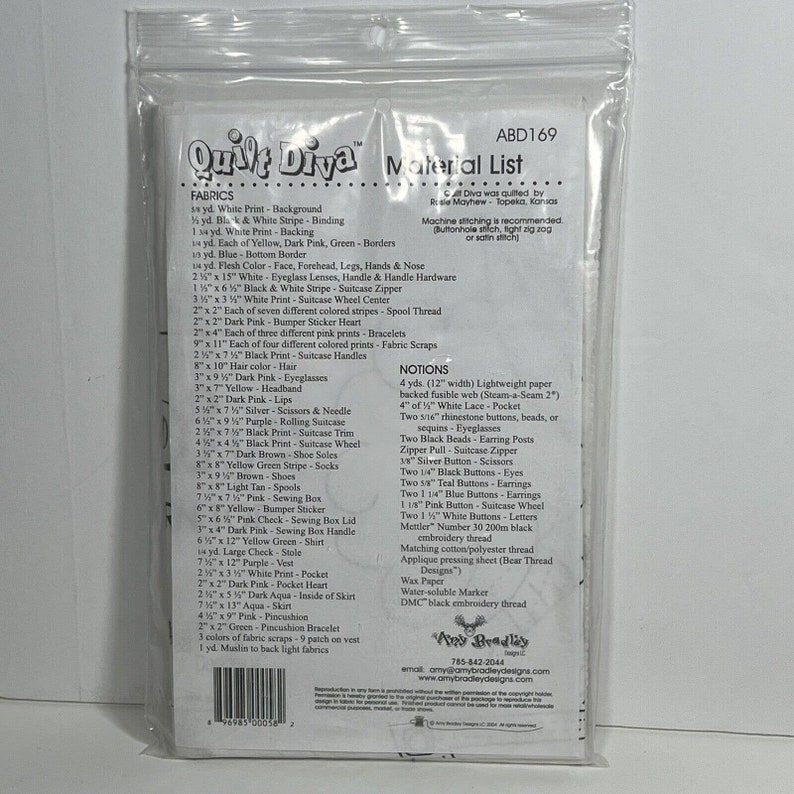 Amy Bradley Designs LC Quilt Diva 29 1/2 X 52 3/4 - Etsy