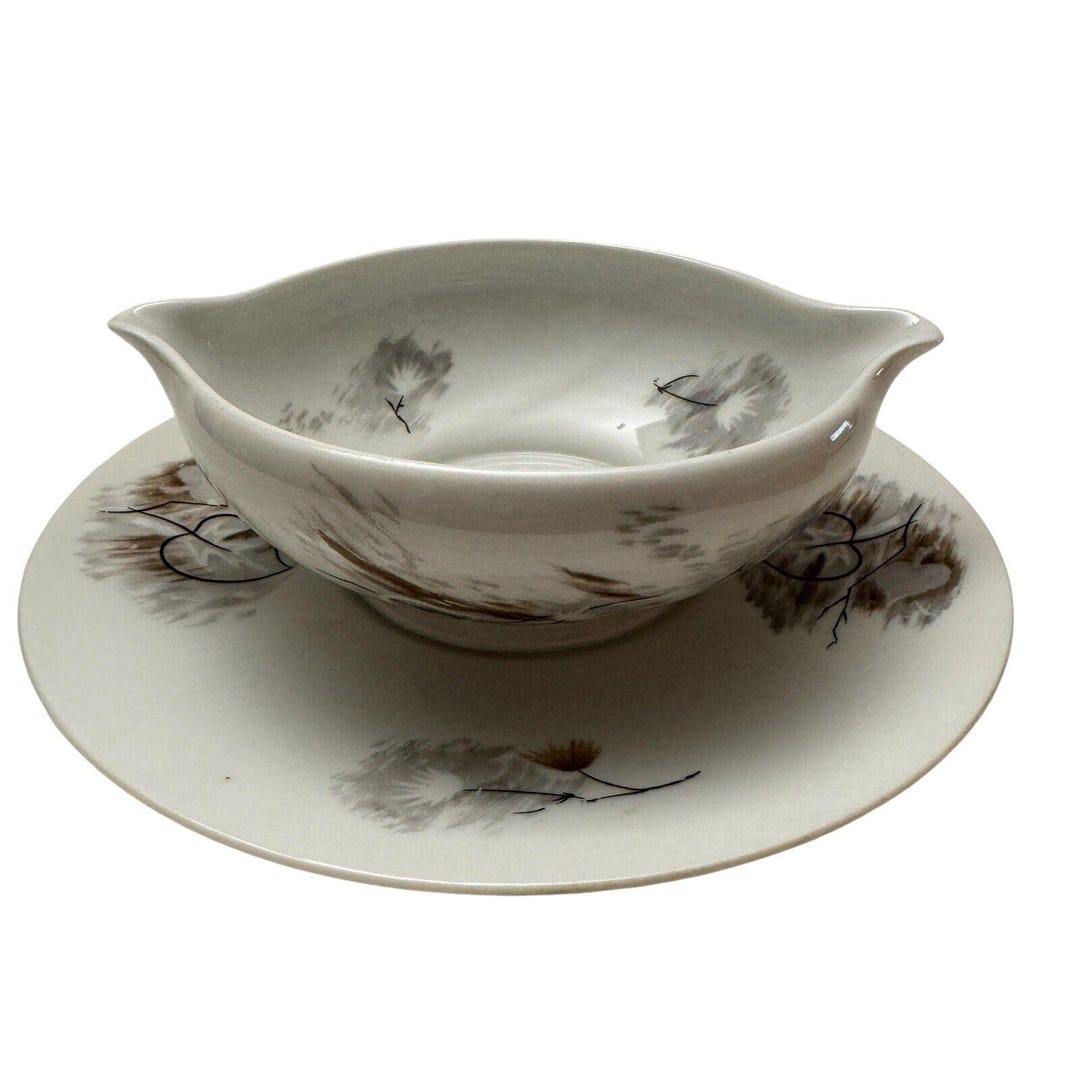 Vintage Raynaud & Co Limoges Gravy Boat With Attached Plate Pattern ...