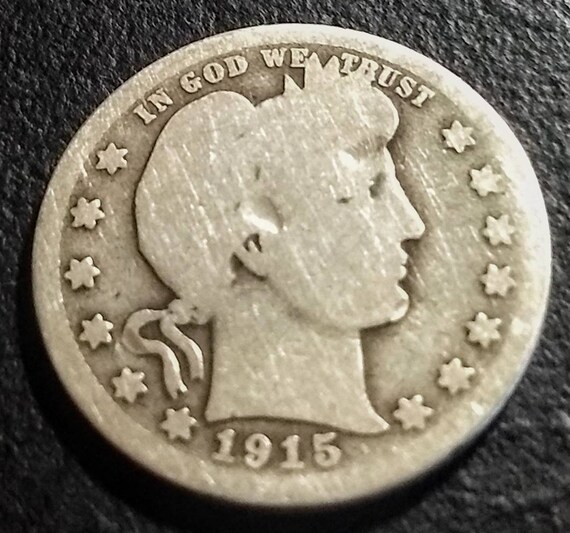 Vintage Solid Grade 1915-D Barber Quarter Silver Coin Nice | Etsy