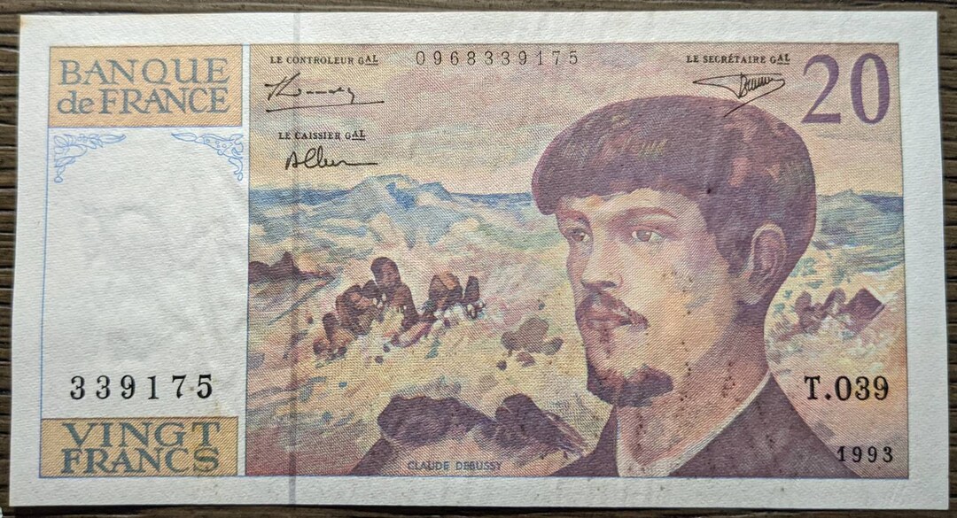 Antique Lightly Circulated Banque De France 20 Vingt Francs Scarce ...