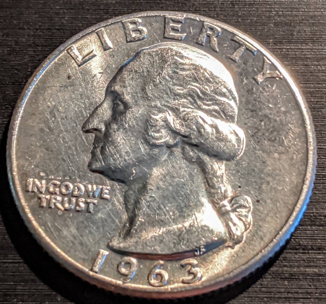 1963 High Grade Silver Washington Quarter Piece Antique Authentic ...