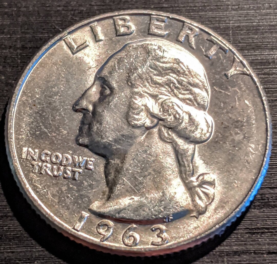 1963-D High Grade Silver Washington Quarter Piece Antique Authentic ...