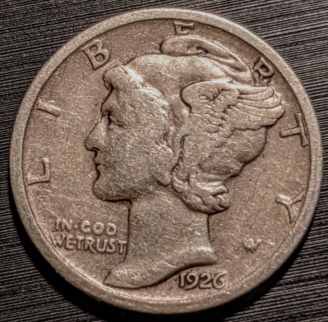 Vintage 1926 Silver Mercury Dime Ten Cent Piece Antique Authentic U.S ...
