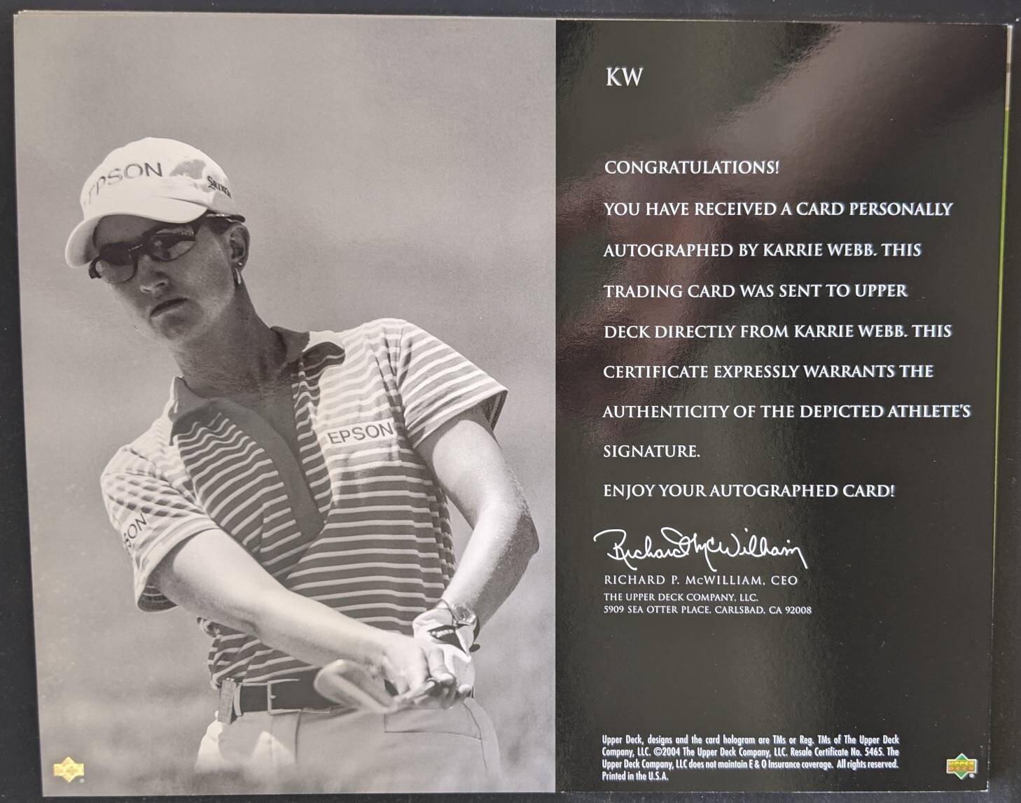 Signed Karrie Webb 8x10 Photo Card!authentic Autograph Ready for ...