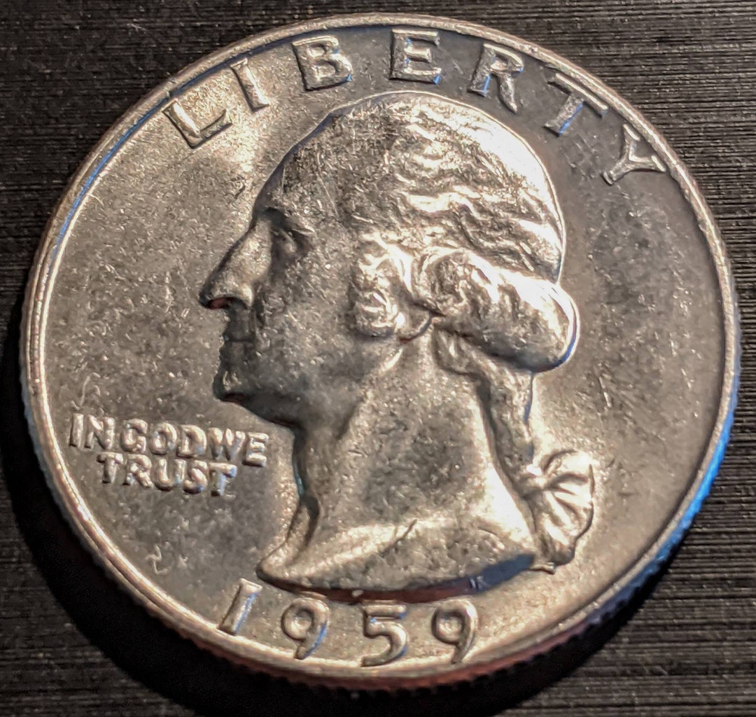 1959-D High Grade Silver Washington Quarter Piece Antique Authentic ...