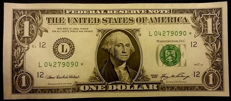 Vintage Solid Grade Circulated Star Note One Dollar Bill Green - Etsy