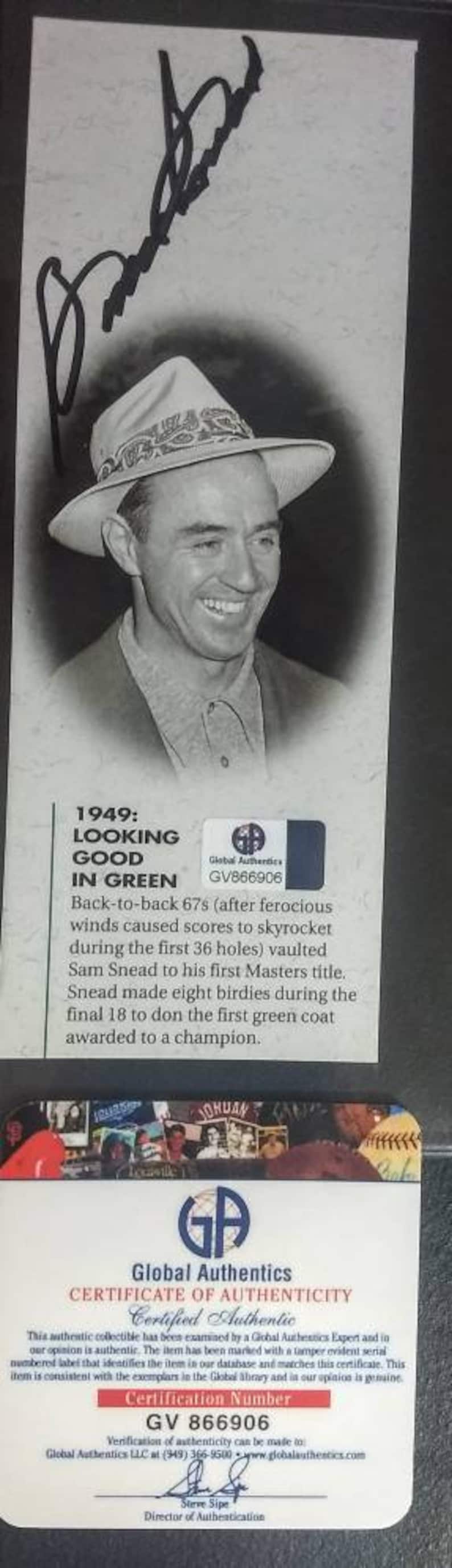Signed Slammin Sammy Sam Snead! Guaranteed Authentic Autograph Antique ...