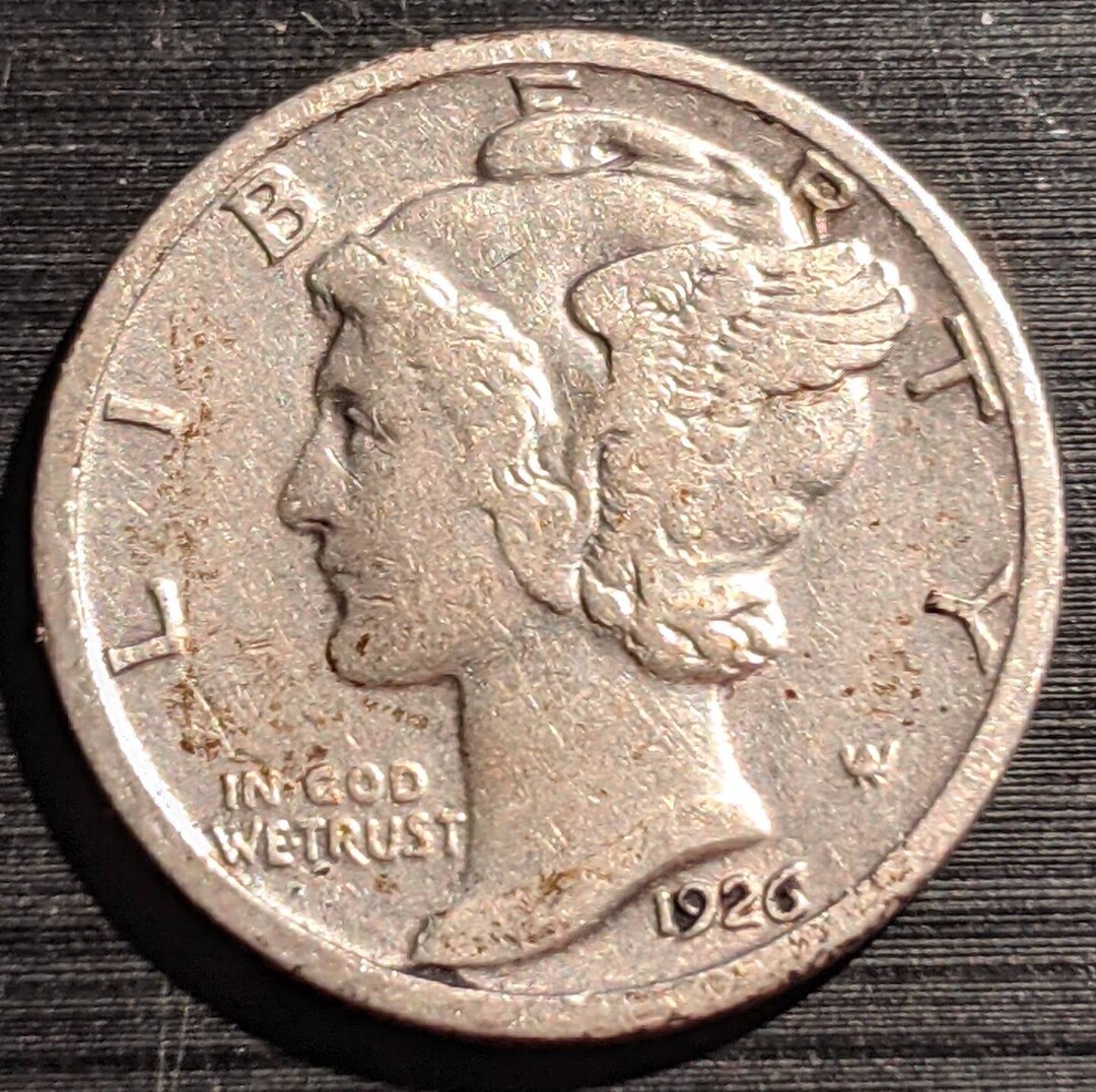 Vintage 1926 Silver Mercury Dime Ten Cent Piece Antique Authentic U.S ...