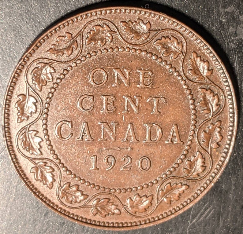 1920 Large One Cent Canada Higher Grade Coin Old Piece King George ...