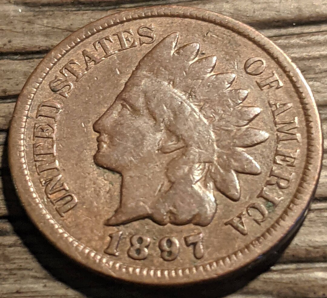 Jahrgang 1897 Nicer Grade indische Kopf Cent authentische US-Münze ...