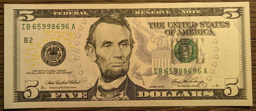 Vintage Large Head Crisp Uncirclated Grade Five Dollar Bill Green Seal ...