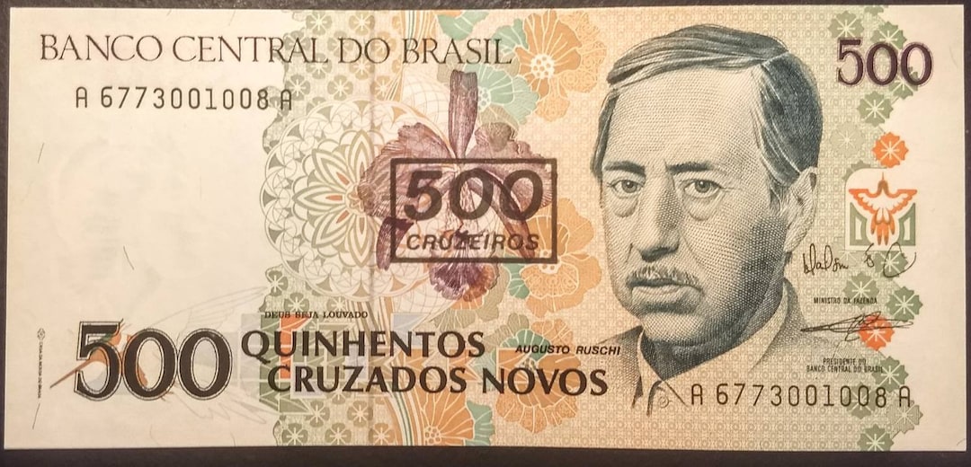 Vintage Banco Central Do Brazil 500 Quinhentos Cruzados Novos ...