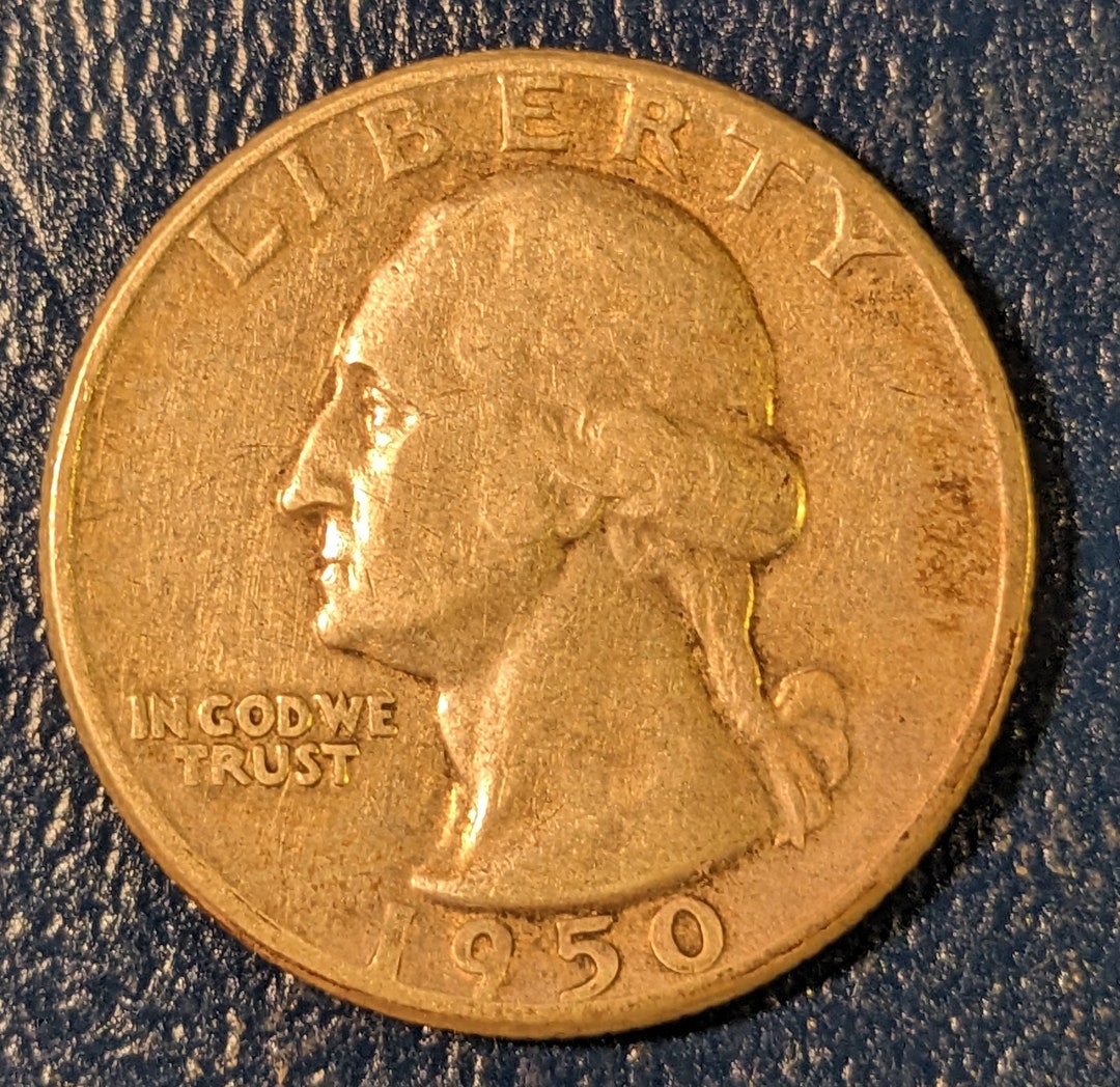 1950-D Solid Grade Silver Washington Quarter Piece Antique Authentic ...