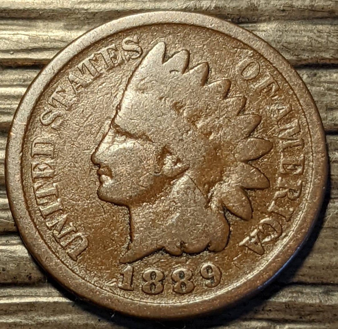Vintage 1889 Solid Grade Indian Head Cent Authentic U.S. Coin Antique ...