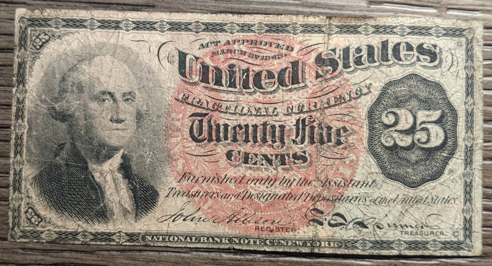 Vintage 1863 Circulated 25 Twenty Five Cents Fractional | Etsy