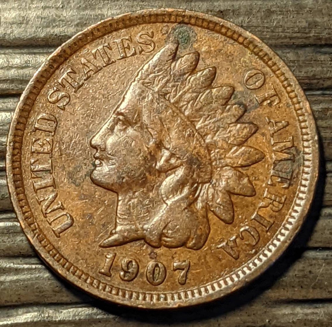 Vintage 1907 Solid Grade Indian Head Cent Authentic U.S. Coin Antique ...