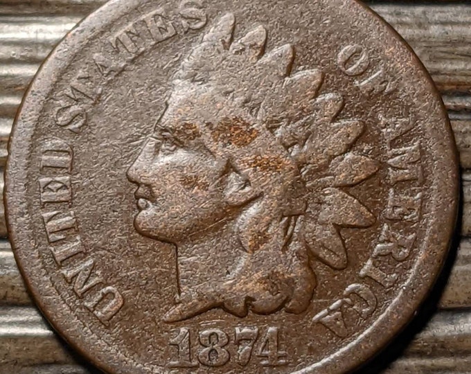 Vintage Semi Key 1874 Tough Date Solid Grade Indian Head Cent Authentic ...
