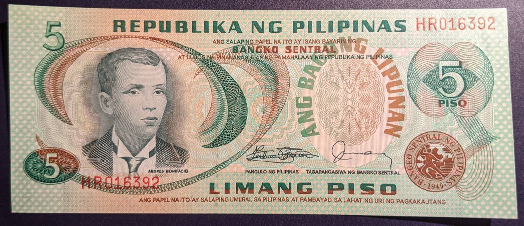 Vintage Uncirculated Republika NG Philipinas Limang 5 Piso Phillipine ...