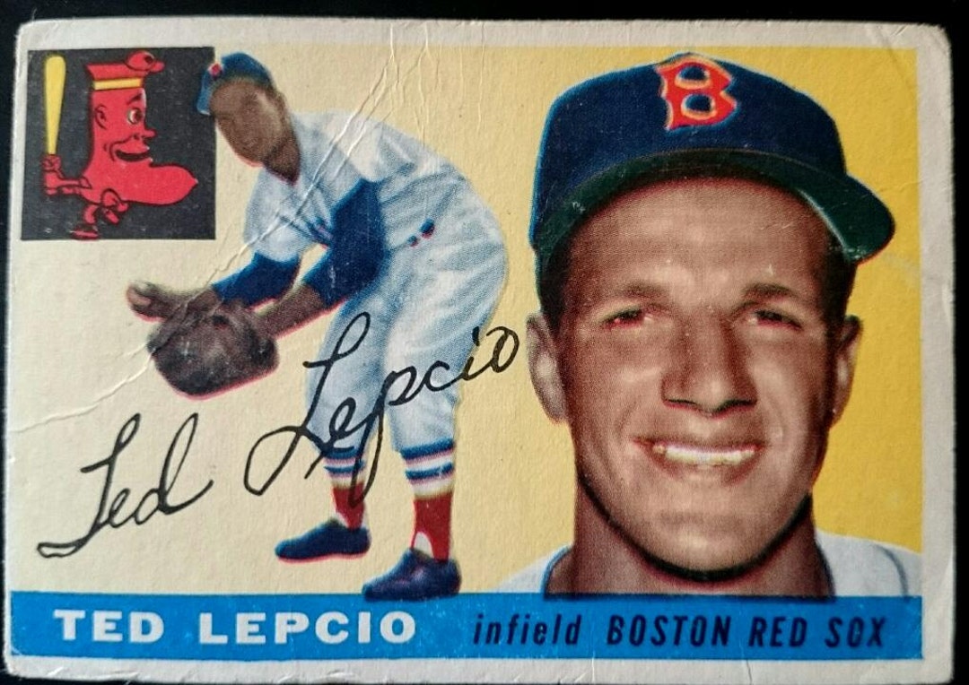 Vintage 1955 Ted Lepcio Topps #128 Boston Red Sox Decent Grade Antique ...