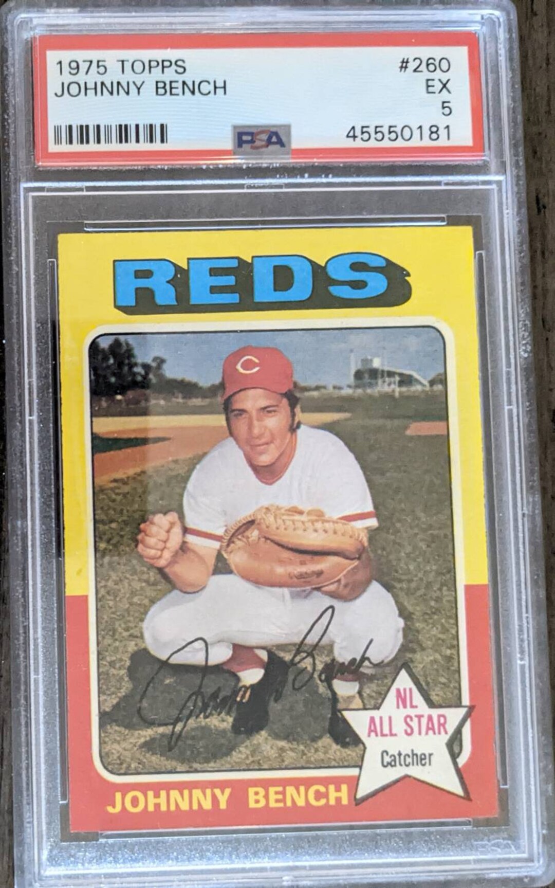 Authentic 1975 Johnny Bench PSA Topps 260 Cincinnati Reds Big Red ...