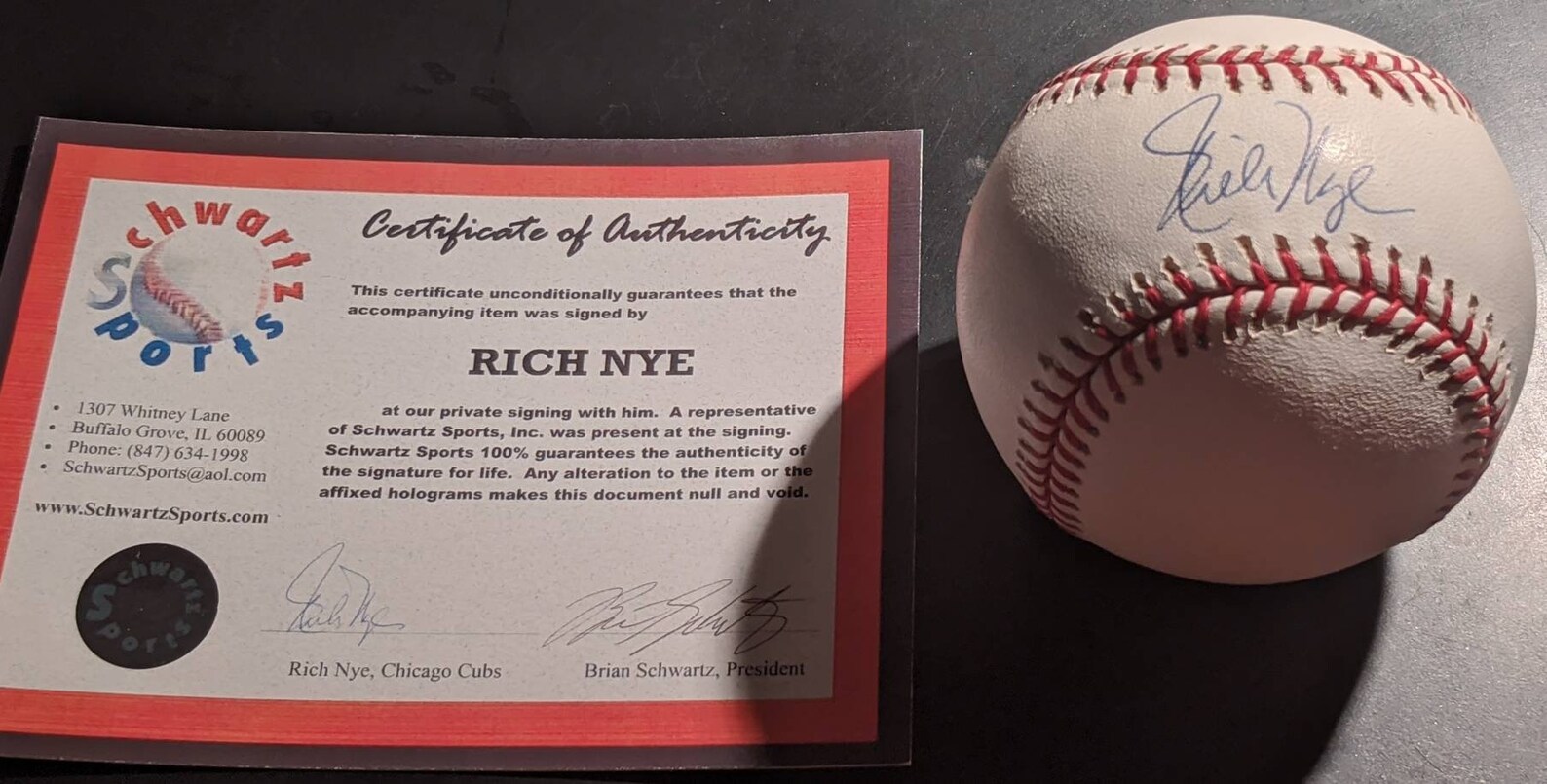 Signed Rich Nye 1969 Cubs Vintage Autographed Major League Authentic ...