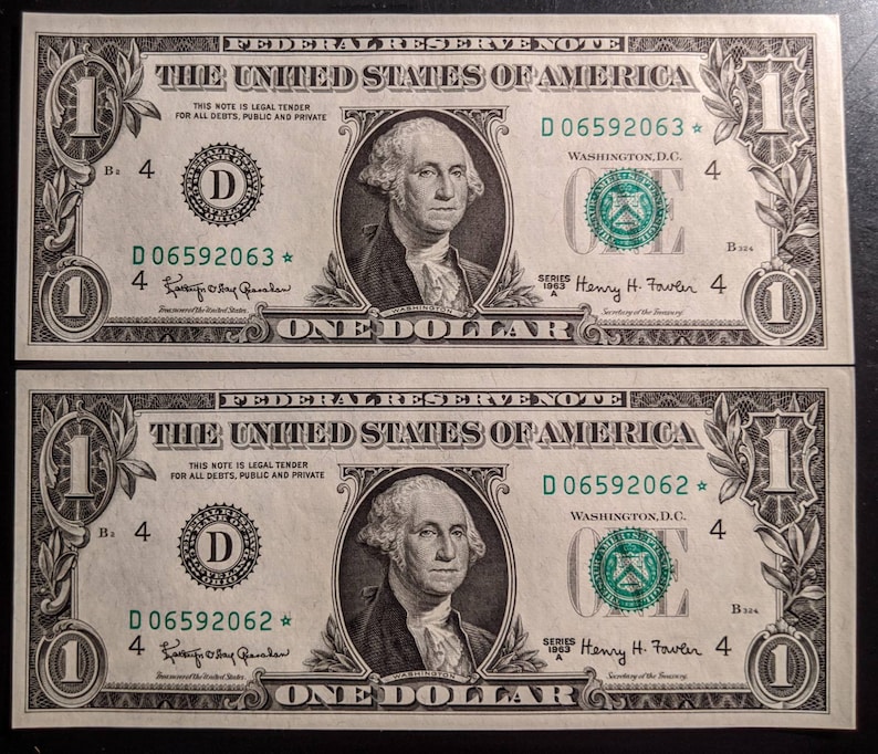Rare Pair of 1963 A Star Notes Uncirculated Crisp Consecutive - Etsy