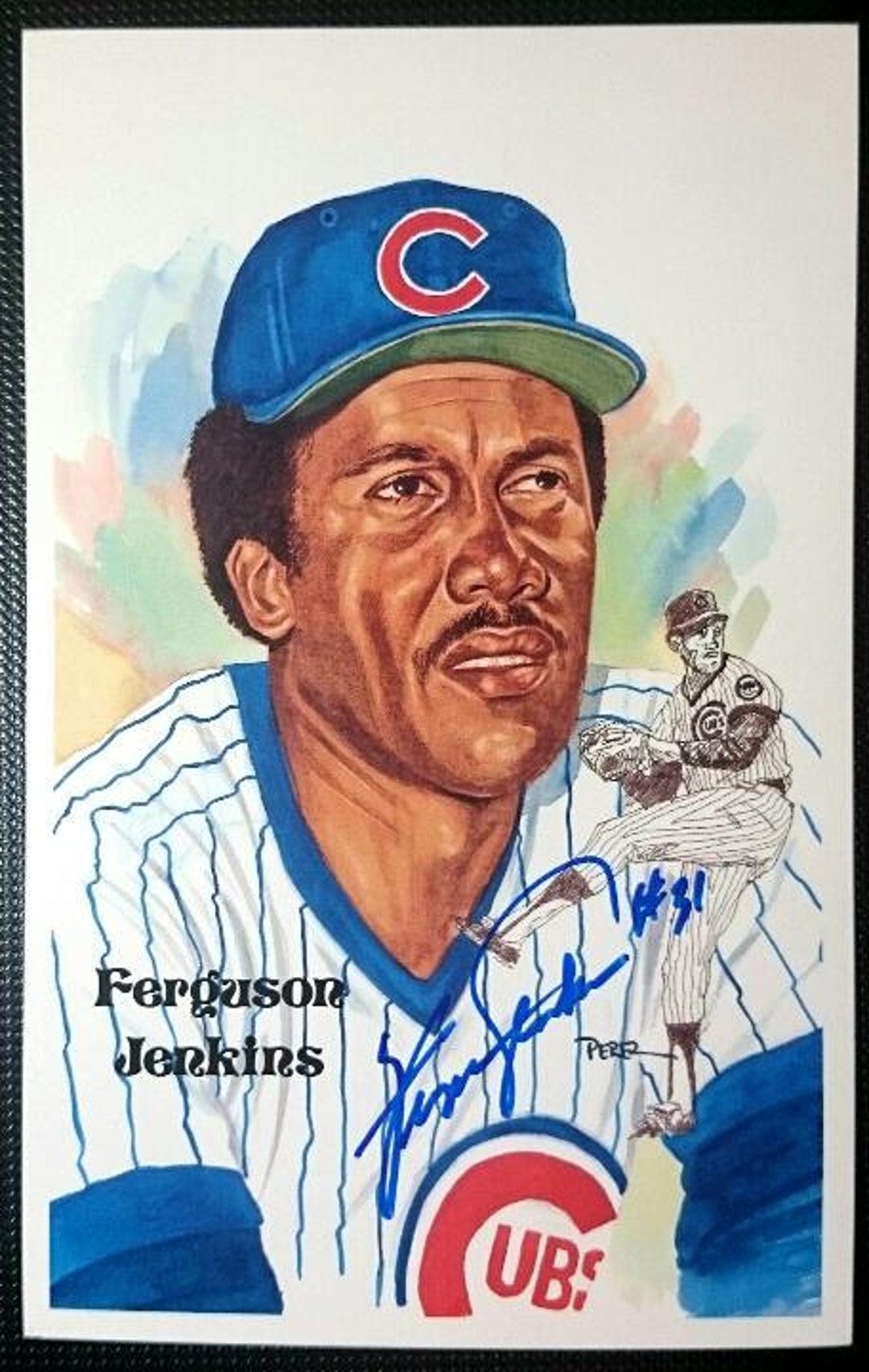 Signed Ferguson Jenkins Perez Steele Baseball Hall of Fame Postcard ...