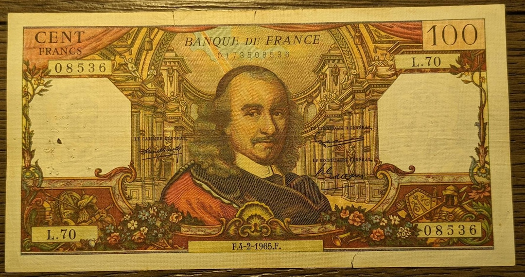 Vintage Nicer Grade 1965 Large Banque De France 100 Francs Note ...