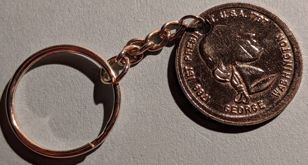 Vintage President George Washington Medal Coin Key Chain With Silver ...