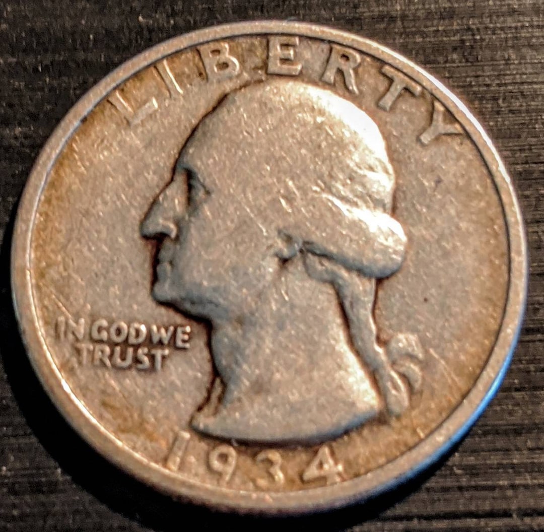 1934 Solid Grade Silver Washington Quarter Piece Antique Authentic ...