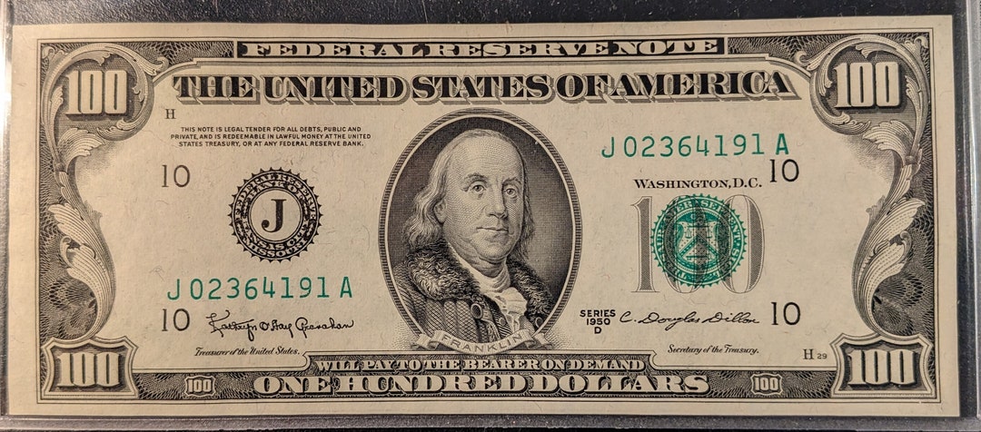 Crisp 1950 D One Hundred Dollar Note Kansas Uncirculated Green Seal ... Crisp 1950 D One Hundred Dollar Note Kansas Uncirculated Green Seal ...