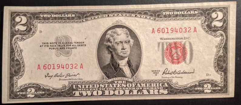 1953A Higher Grade 1940 Birth Note Two Dollar Bill Red Seal - Etsy