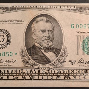 1950 B Fifty Dollar Star * Note Chicago Higher Grade Condition Green ...