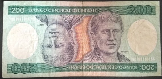 Vintage Banco Central Do Brasil Brazil 200 Banknote Currency - Etsy
