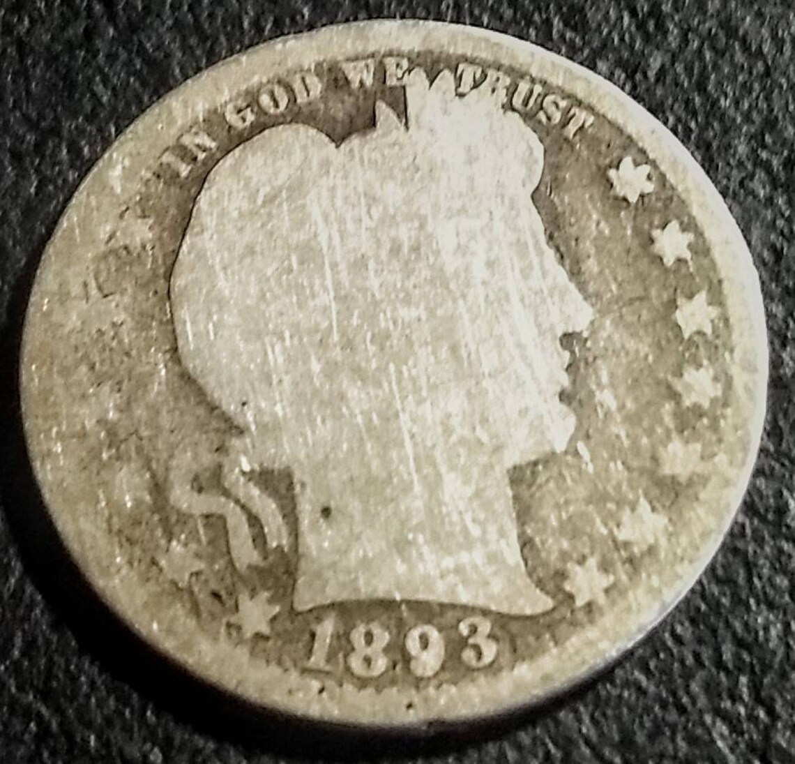 Vintage Solid Grade 1893 Barber Quarter Silver Coin Nice | Etsy