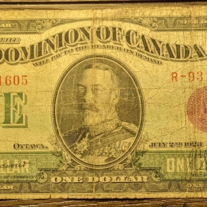 Vintage 1923 Red Seal Circulated Canadian Large Note Horse Blanket One ...