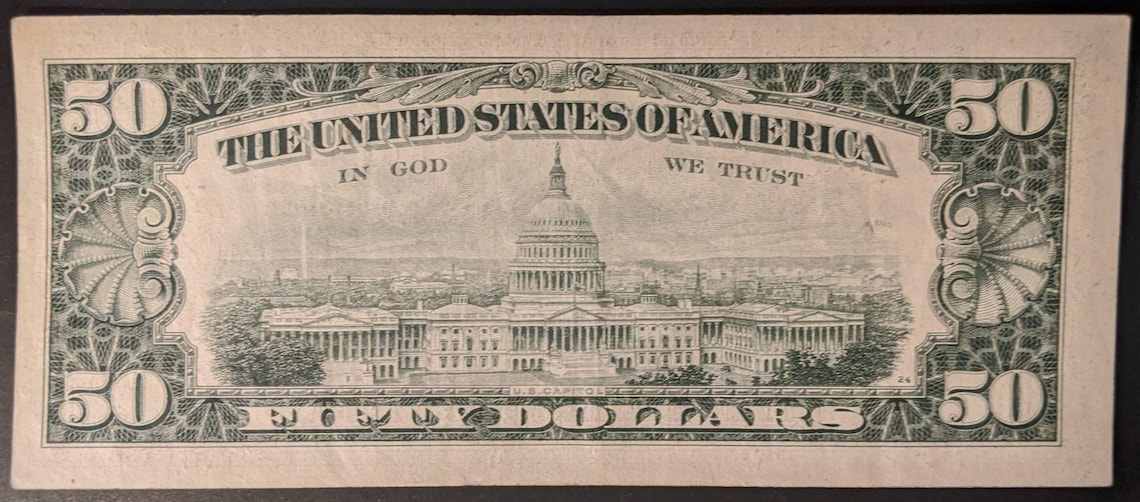 1974 Fifty Dollar Star Note Chicago Birth Note 1945 | Etsy