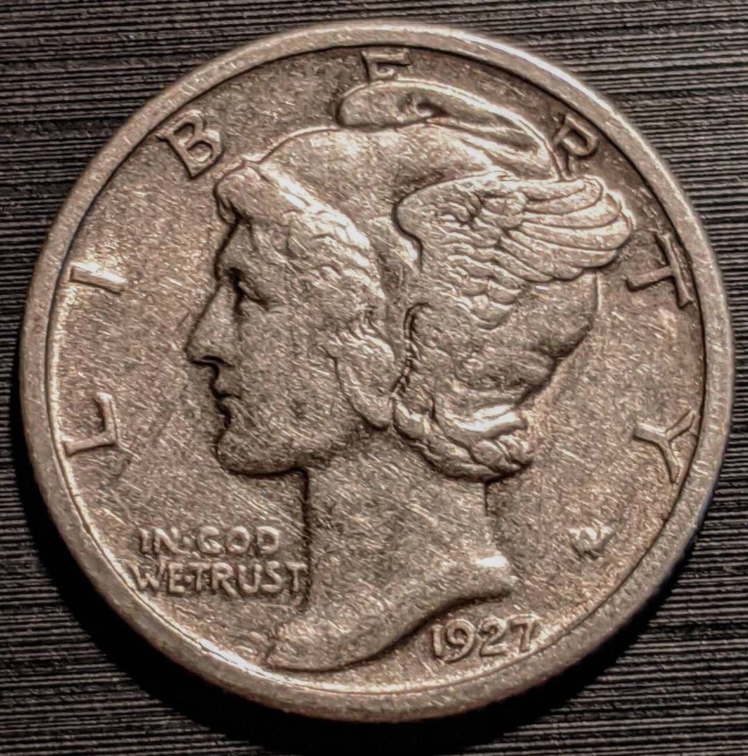 Vintage 1927 Silver Mercury Dime Ten Cent Piece Antique Authentic U.S ...