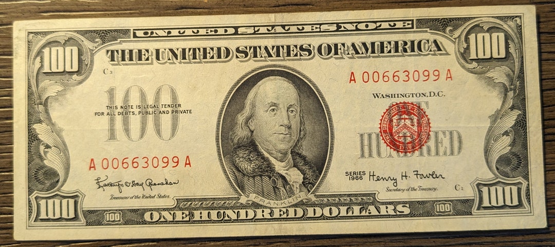 Tough Vintage Lightly Circulated 1966 United States Note One Hundred ...